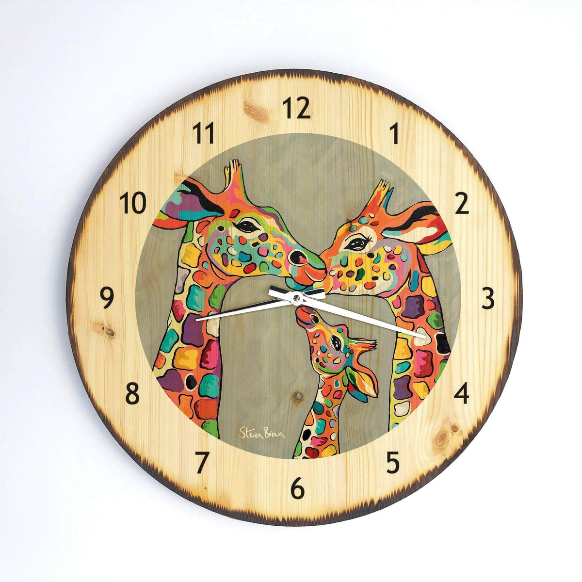 Andy & Amy McZoo and the Wean - Wooden Clock | Steven Brown Art
