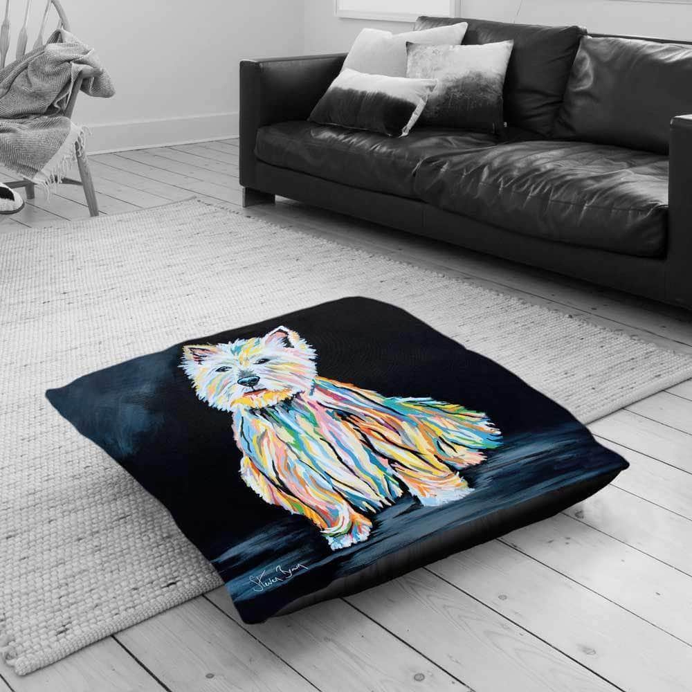 Archie McDug Colourful Dog Floor Cushion | Steven Brown Art