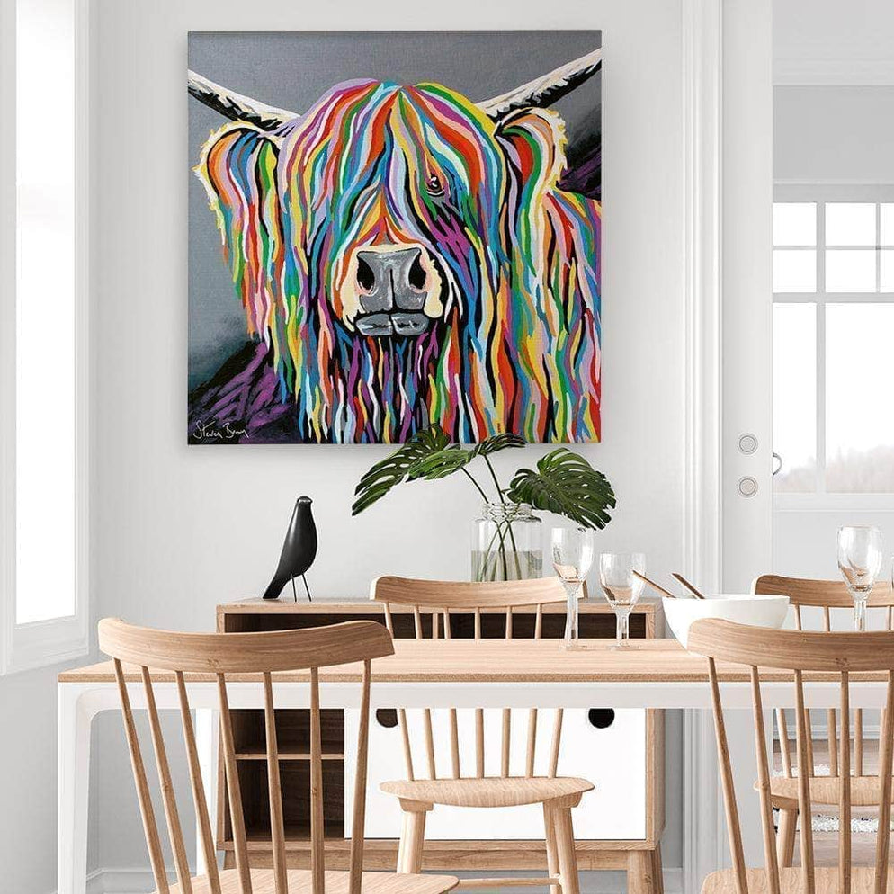 Charlie McCoo Colourful Cow Canvas | Steven Brown Art