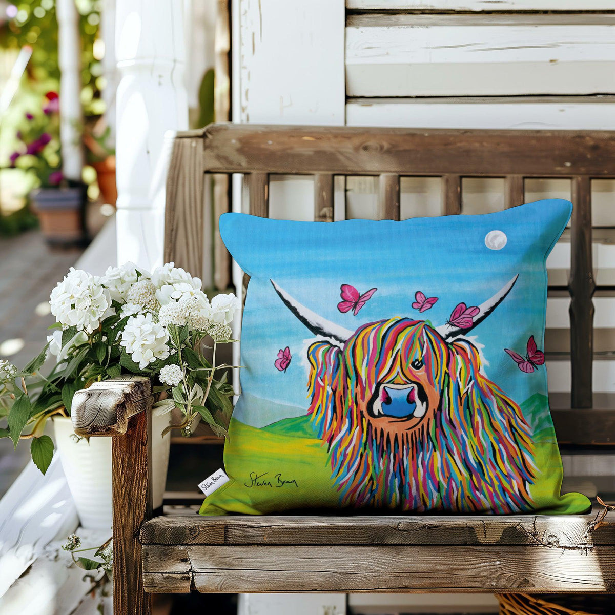 Chloe McCoo Highland Cow Outdoor Cushion | Steven Brown Art