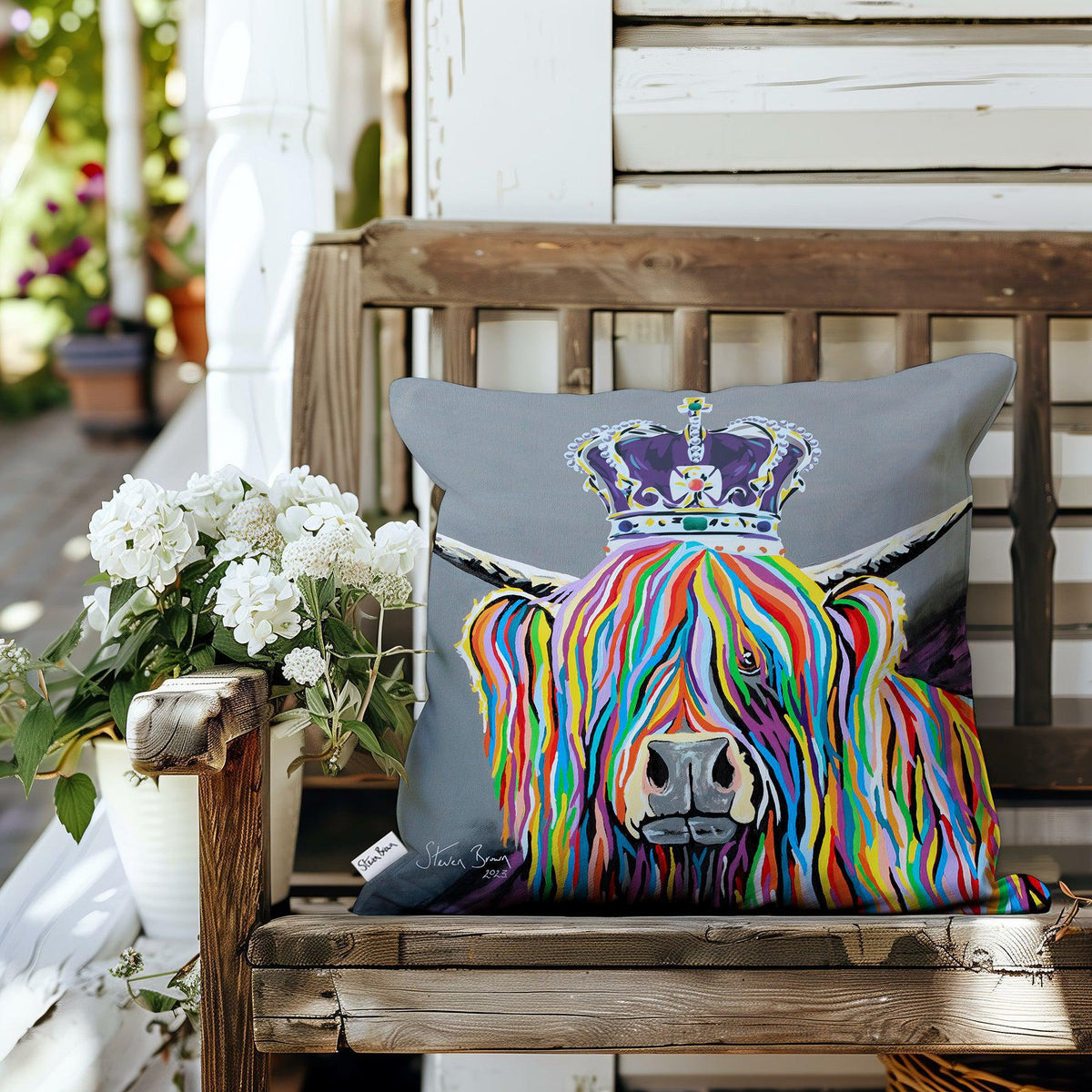 Coronation Charlie McCoo Outdoor Cushions | Steven Brown Art