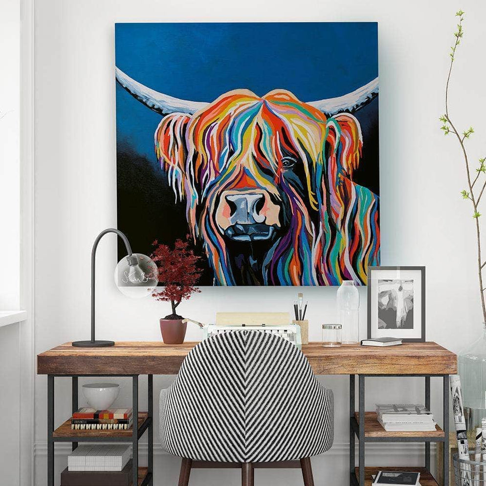Harris McCoo Highland Cow Wall Canvas | Steven Brown Art