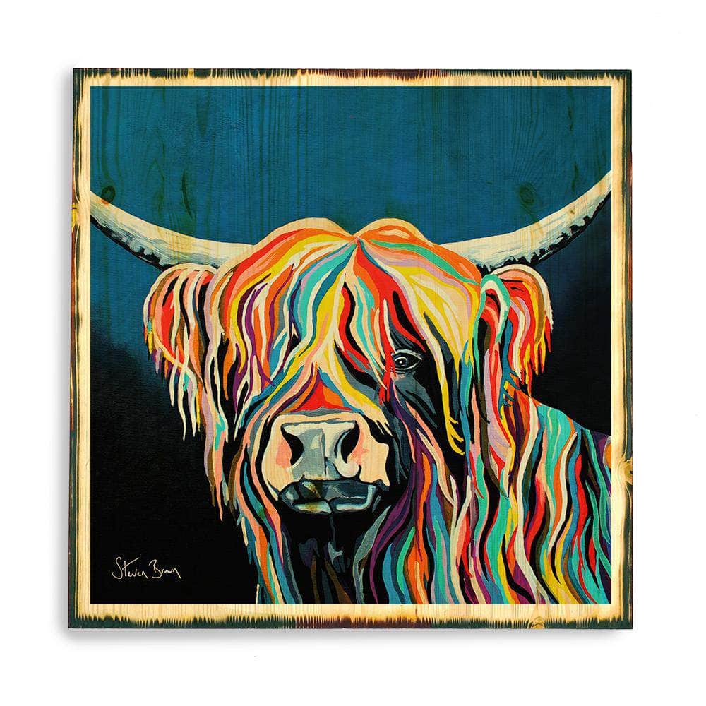 Harris McCoo - Highland Cow Wooden Print by Steven Brown — Steven Brown Art