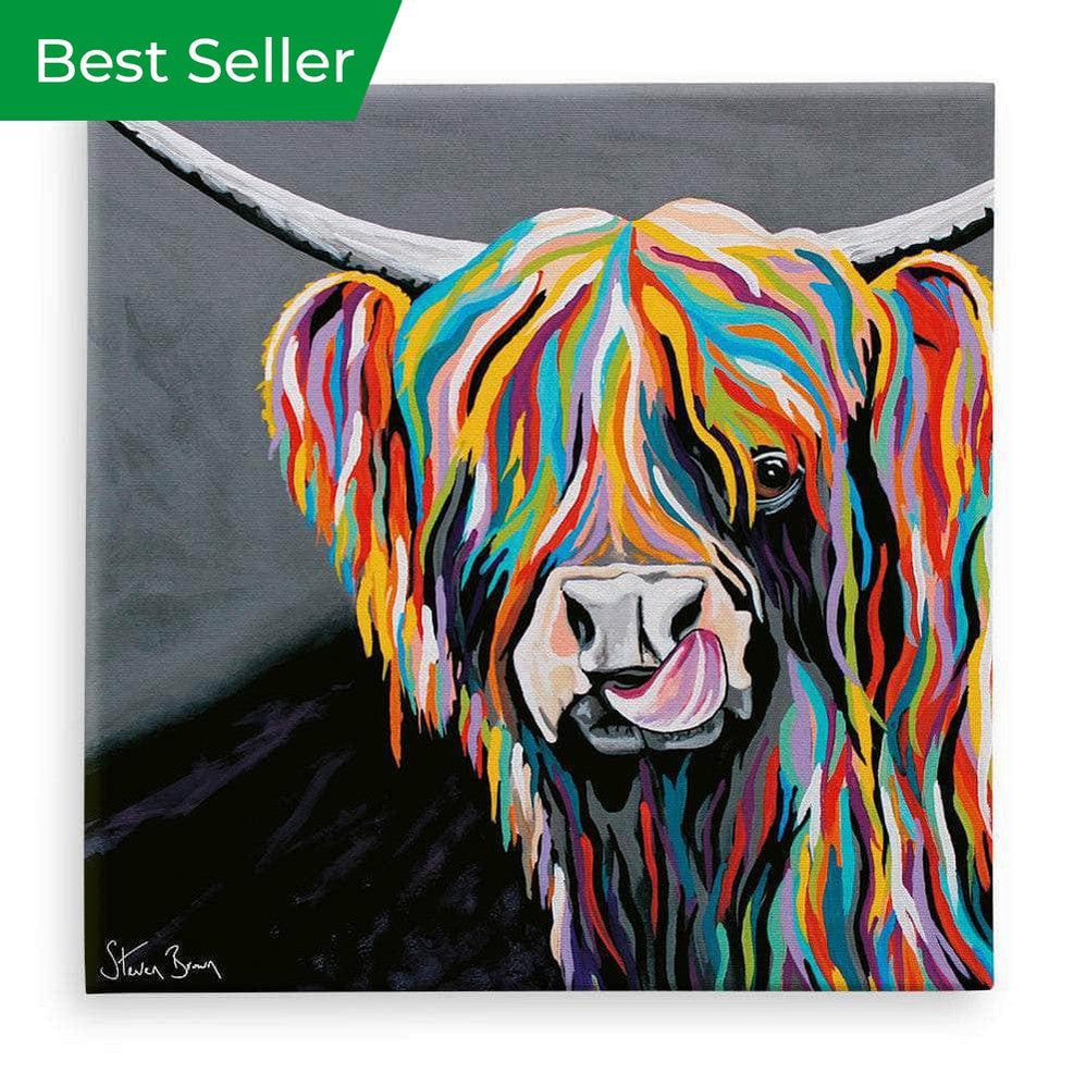 Steven Brown McCoo Canvases - Colourful Highland Cow Art — Steven Brown Art