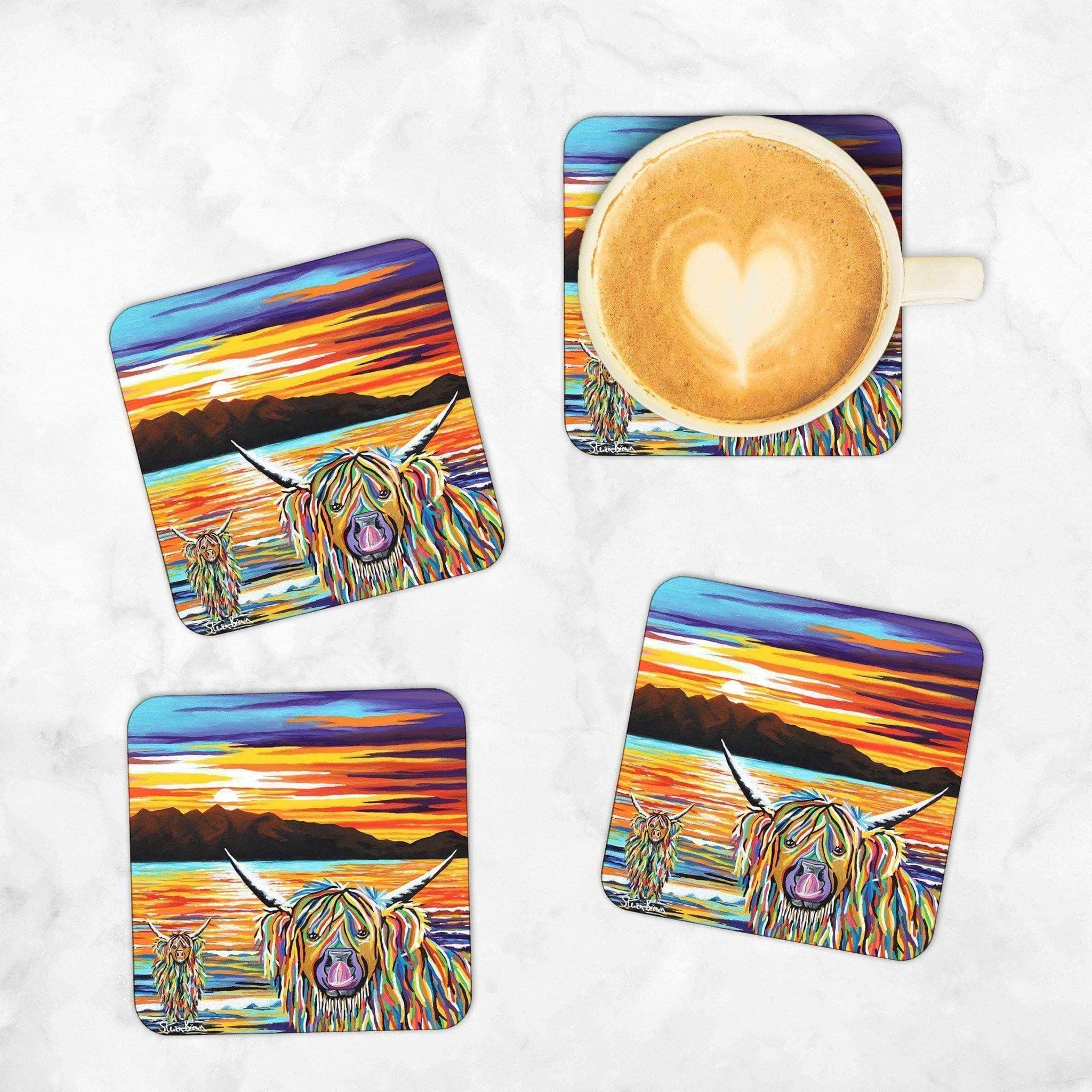 Colourful Coasters by iconic Scottish Artist | Steven Brown Art