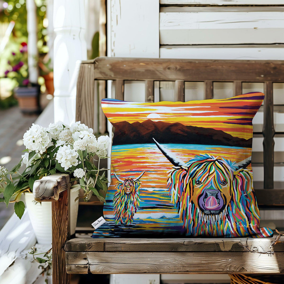 Isla & Arran McCoo Outdoor Cushions | Steven Brown Art