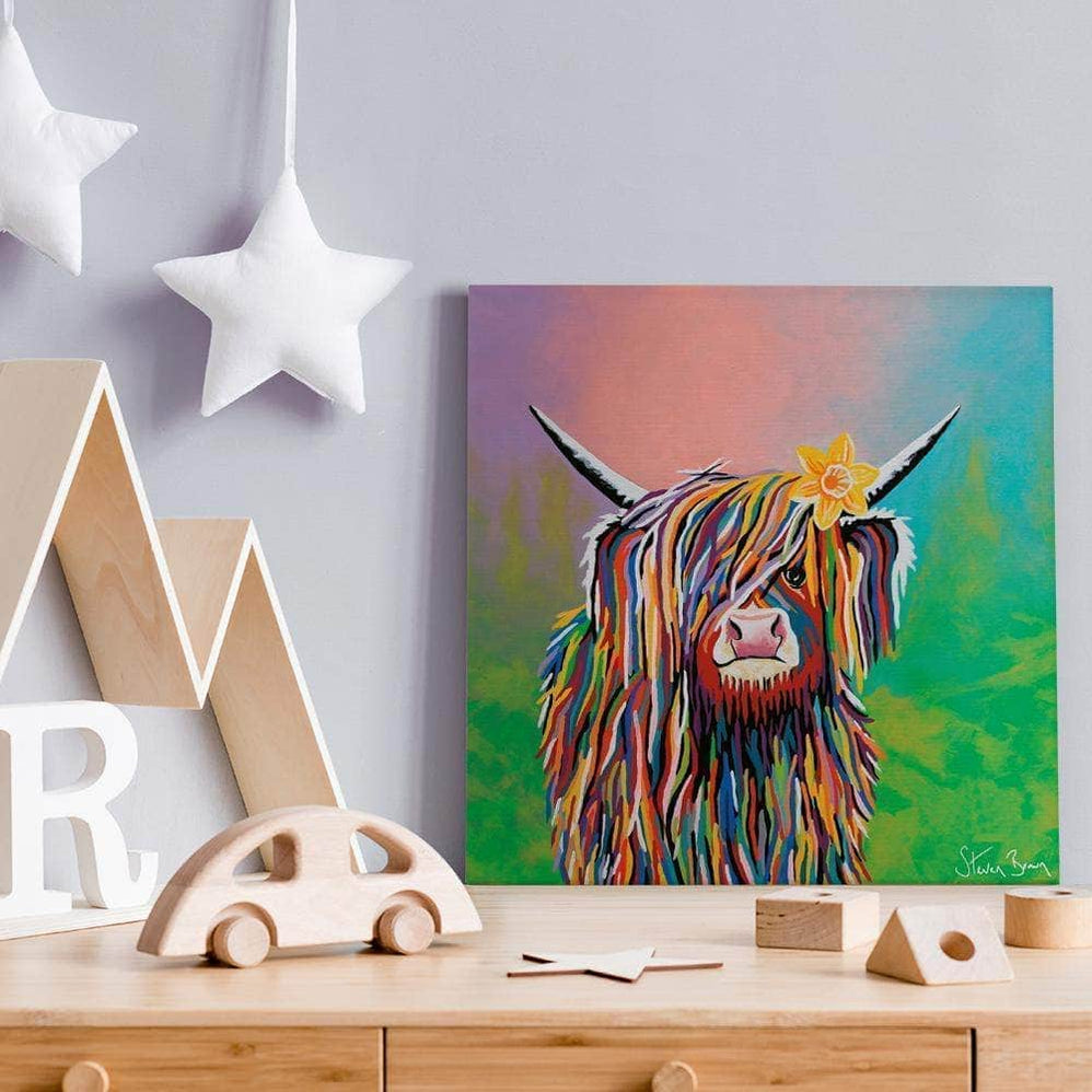 Steven Brown McCoo Canvases - Colourful Highland Cow Art — Steven Brown Art