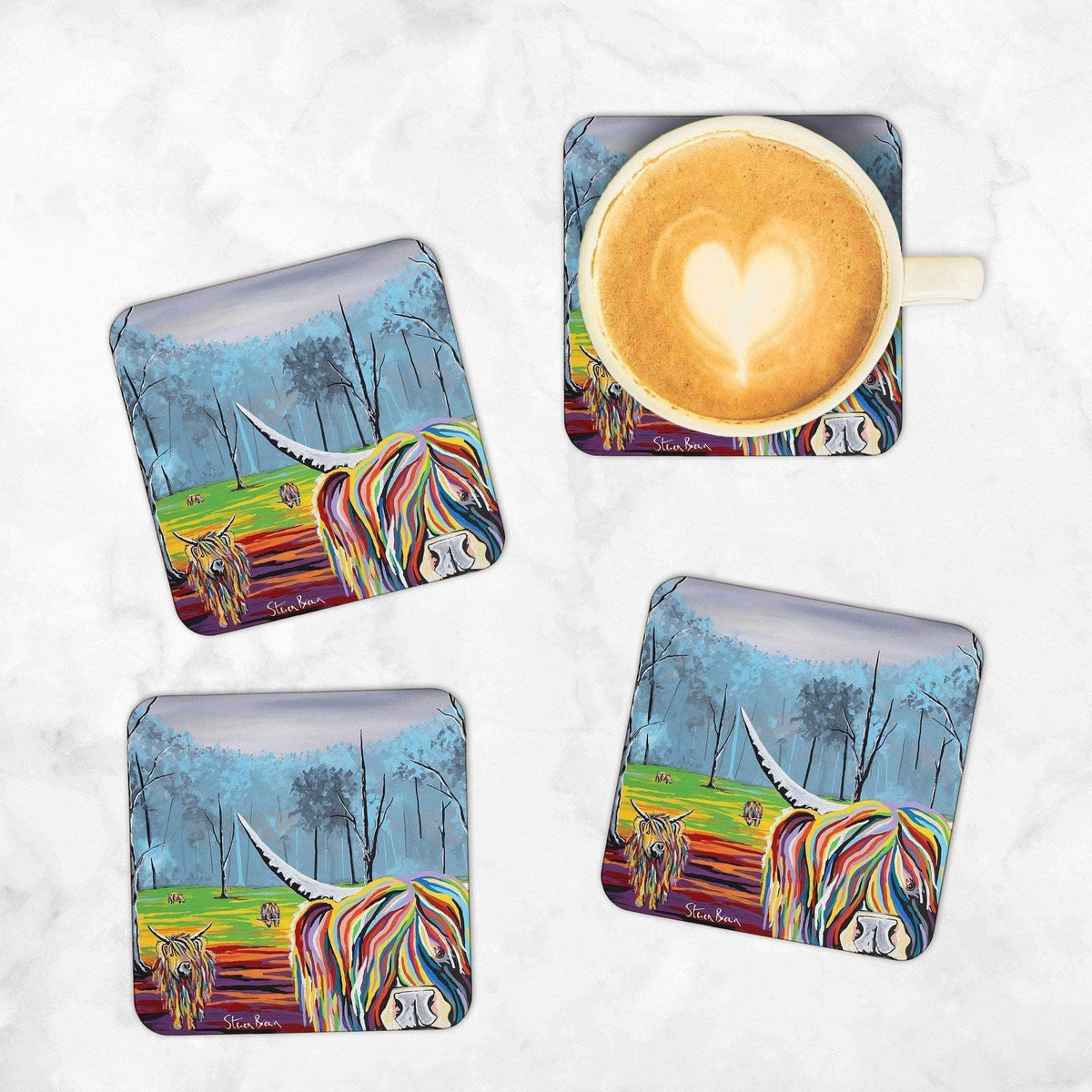 Mary McCoo & The Weans - Set of 4 Coasters | Steven Brown Art